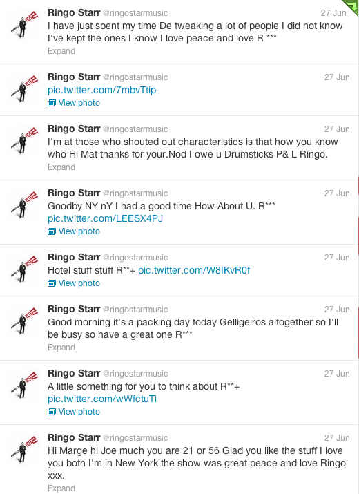 Ringo Starr On Twitter - The Highlights So Far