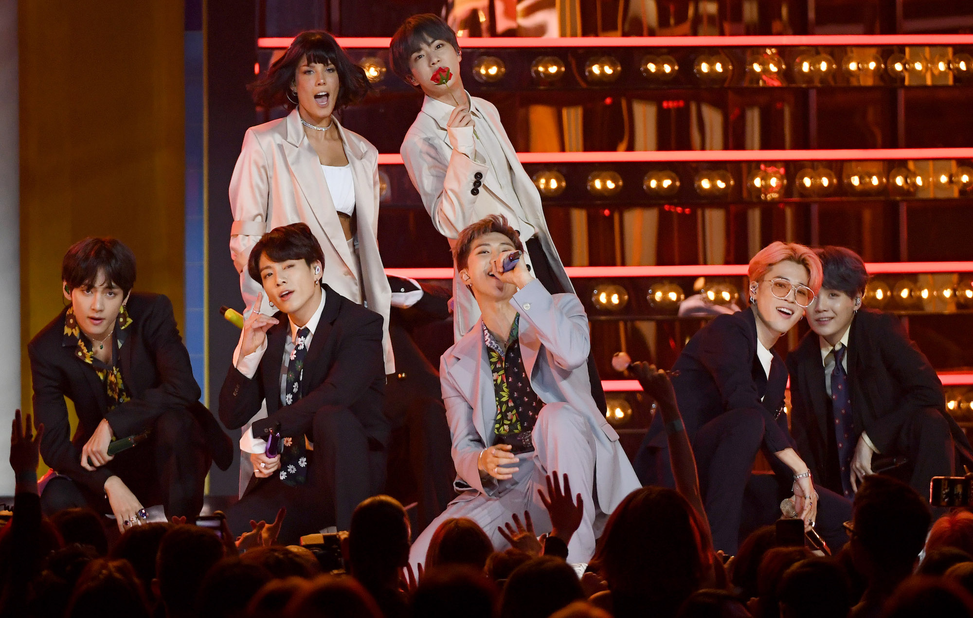 Watch Halsey make surprise appearance to perform 'Boy With Luv' with ...